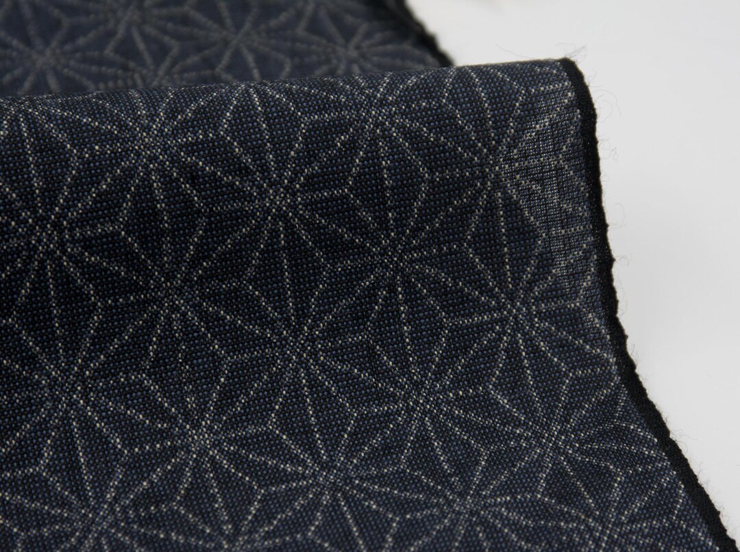 ASANOHA TSUMUGI Japanese Fabric Wool Pongee Hemp Thc Star Grey Blue ...