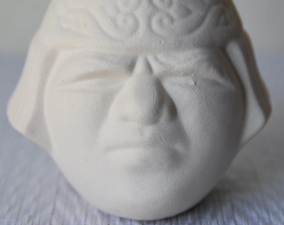 AINU RYOMEN Japanese Dorei Bell White Clay Mask Studio Pottery Jomon ...