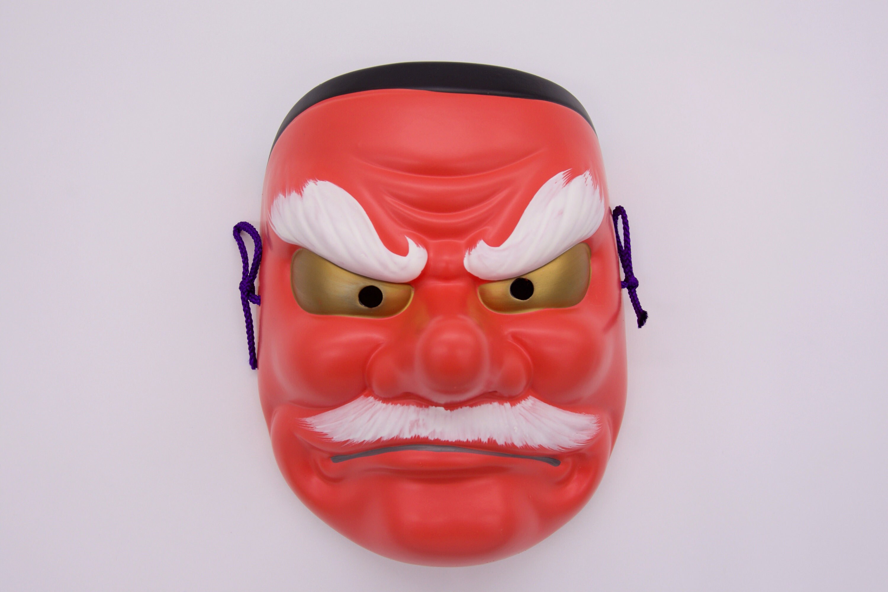 TENGU Japanese Mask Omen Yokai Kami God Demon Noh Red Gold Sculpture ...