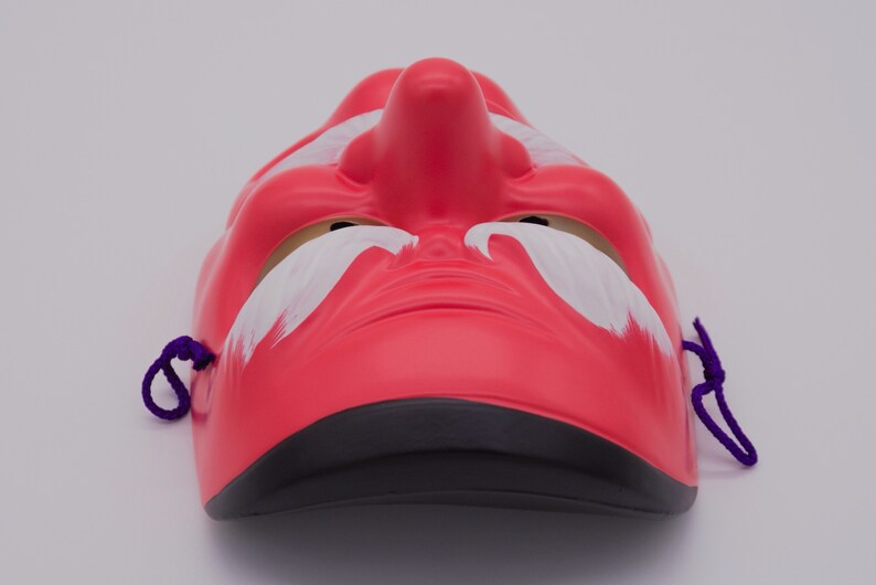 TENGU Japanese Mask Omen Yokai Kami God Demon Noh Red Gold Sculpture ...