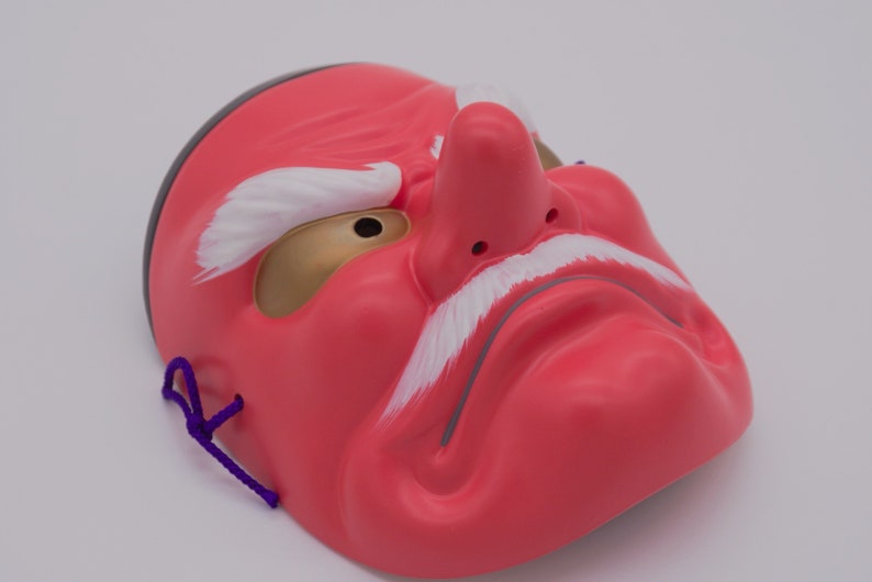 TENGU Japanese Mask Omen Yokai Kami God Demon Noh Red Gold Sculpture ...