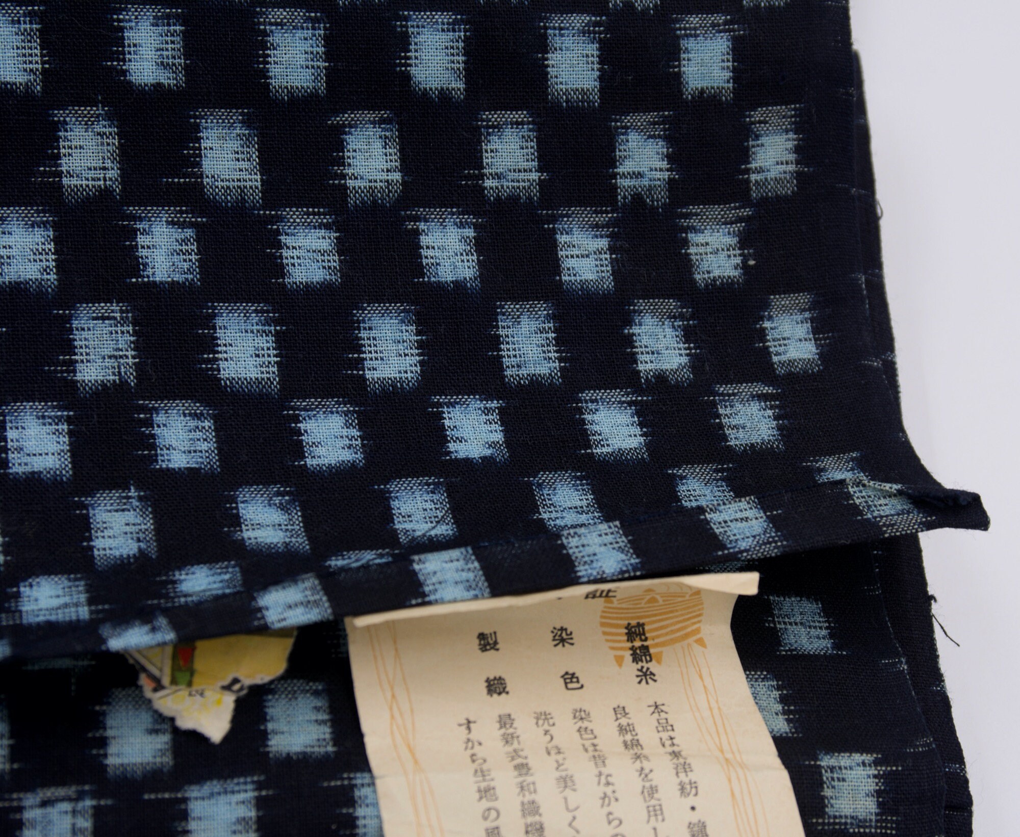 BINGO KASURI Japanese Fabric Ichimatsu Checkered Cotton Indigo Blue ...