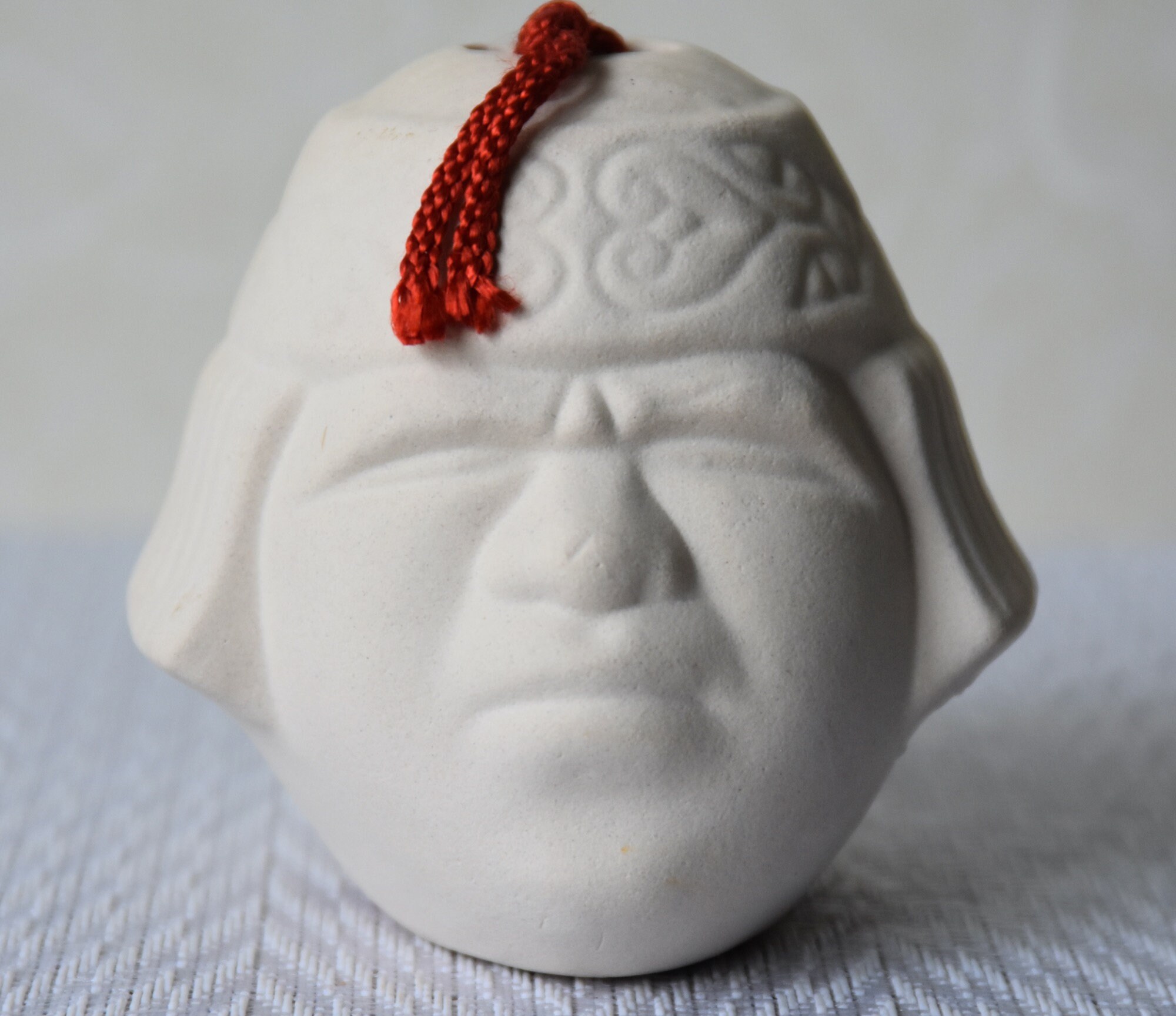 AINU RYOMEN Japanese Dorei Bell White Clay Mask Studio Pottery Jomon ...