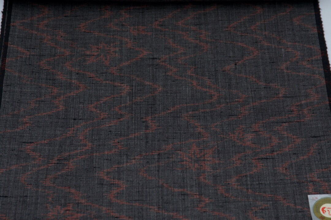 RYUSUI TSUMUGI Japanese Wool Fabric Momiji Stream Black Red Abstract ...