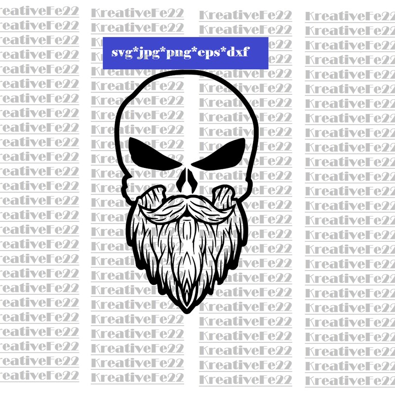 Bearded Skull - Etsy