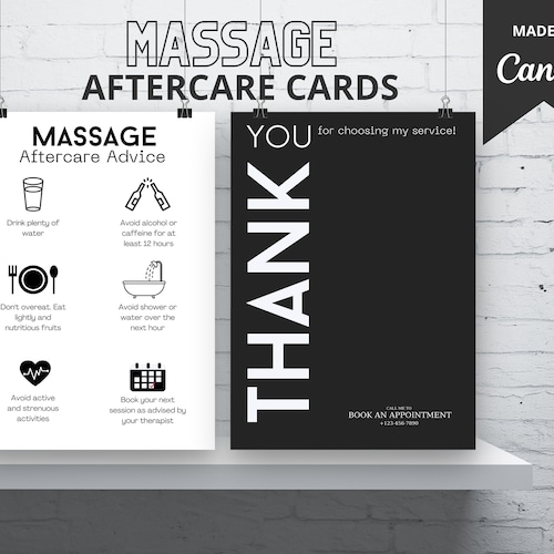 Massage Aftercare Card Advice Template Massage Therapist - Etsy