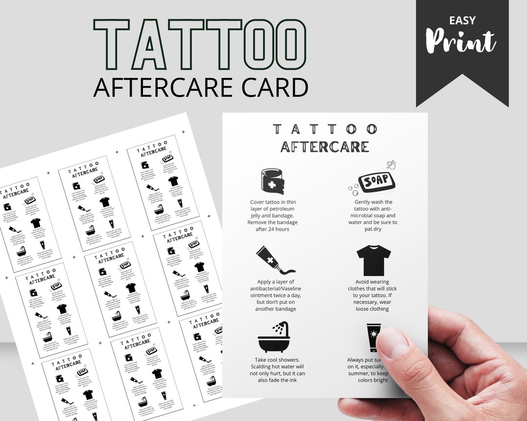 Printable Tattoo Aftercare Card | Henna Care Card | Body Ink Aftercare ...