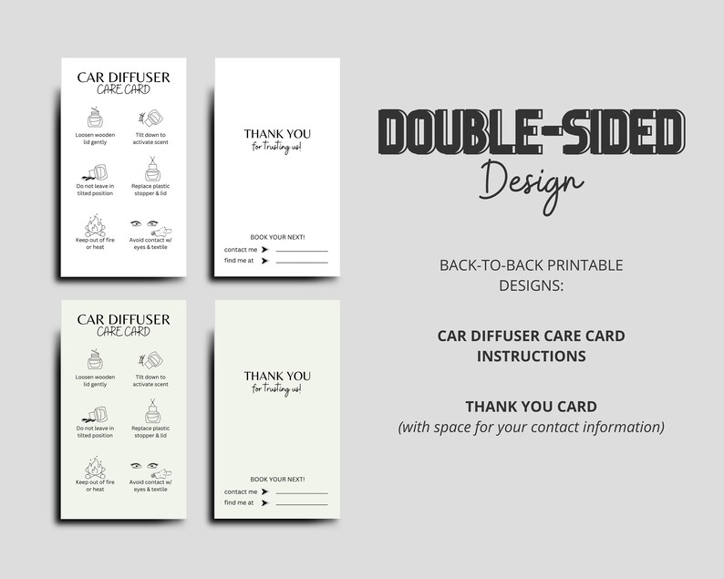 Minimalist Car Diffuser Care Card Instructions With 4 Neutral Color ...