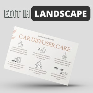 Car Diffuser Care Guide Template| Mini Hanging Oil Diffuser Care Card ...