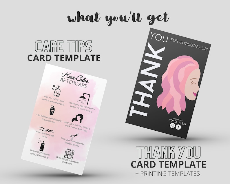 Editable Hair Color Aftercare Card Template | Salon Care Card | Hair ...