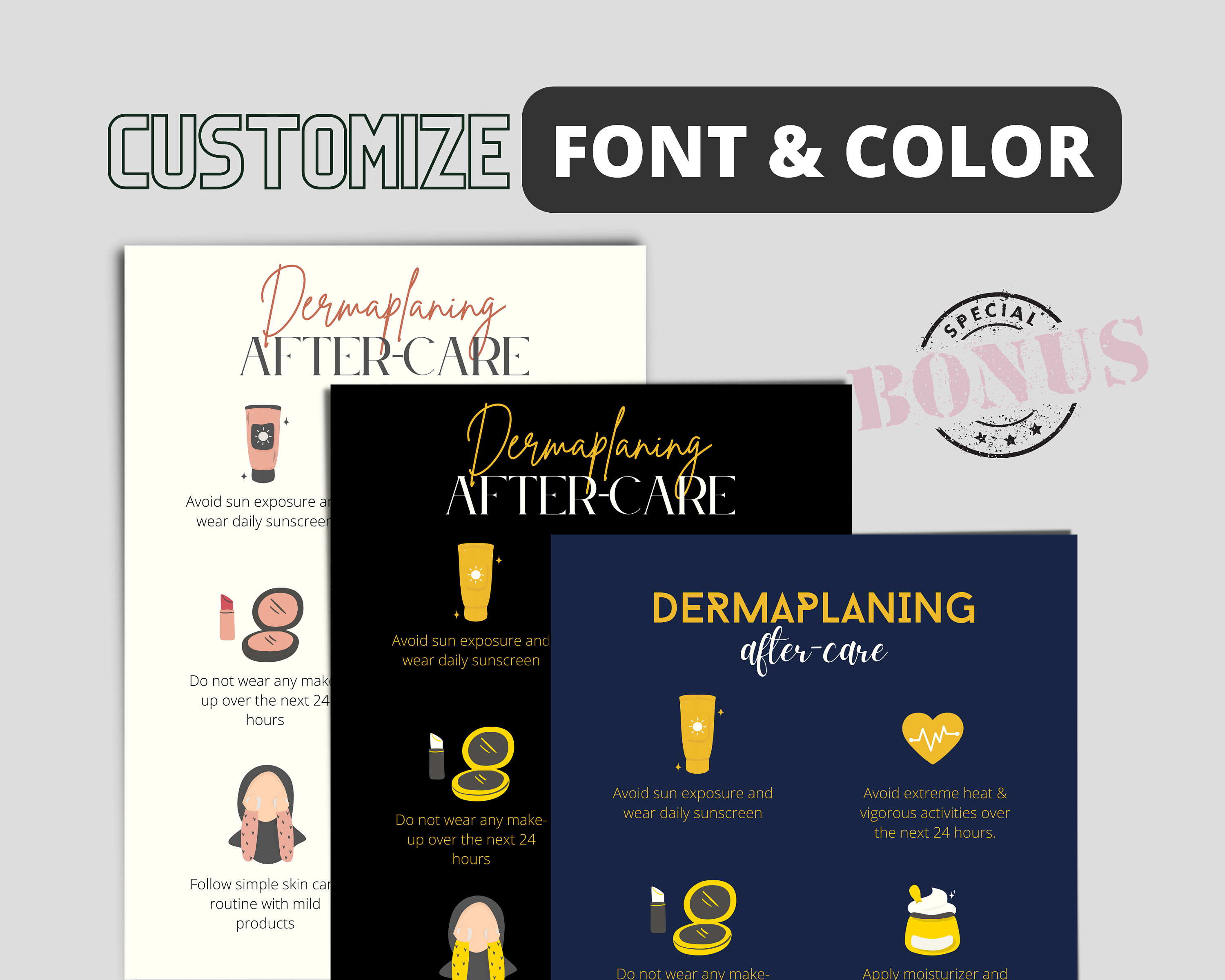 Editable Dermaplaning Aftercare Instructions Template | Care Care ...