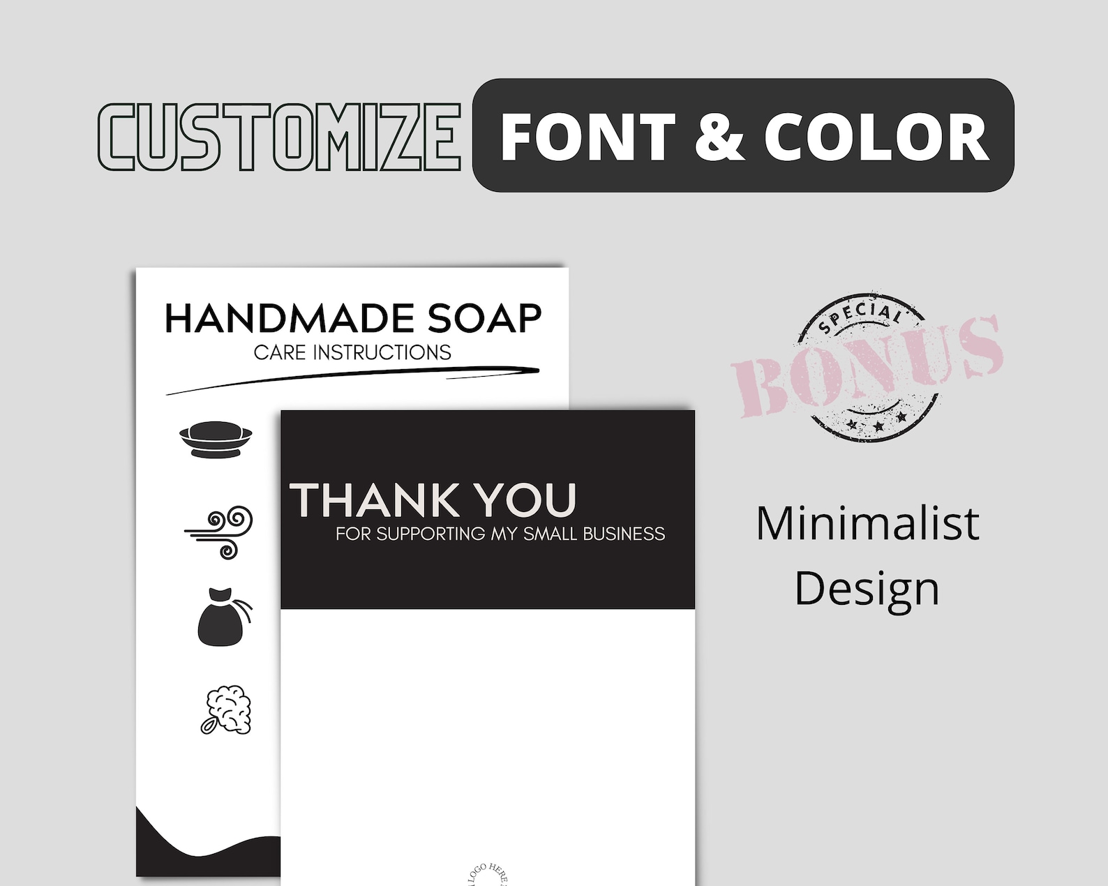 Editable Soap Care Card | Handmade Soap Care Instructions | Minimalist ...