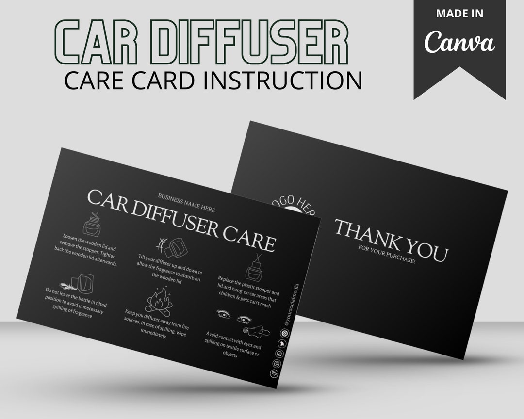 Printable Diffuser Care Card | Mini Hanging Oil Diffuser Care Card ...