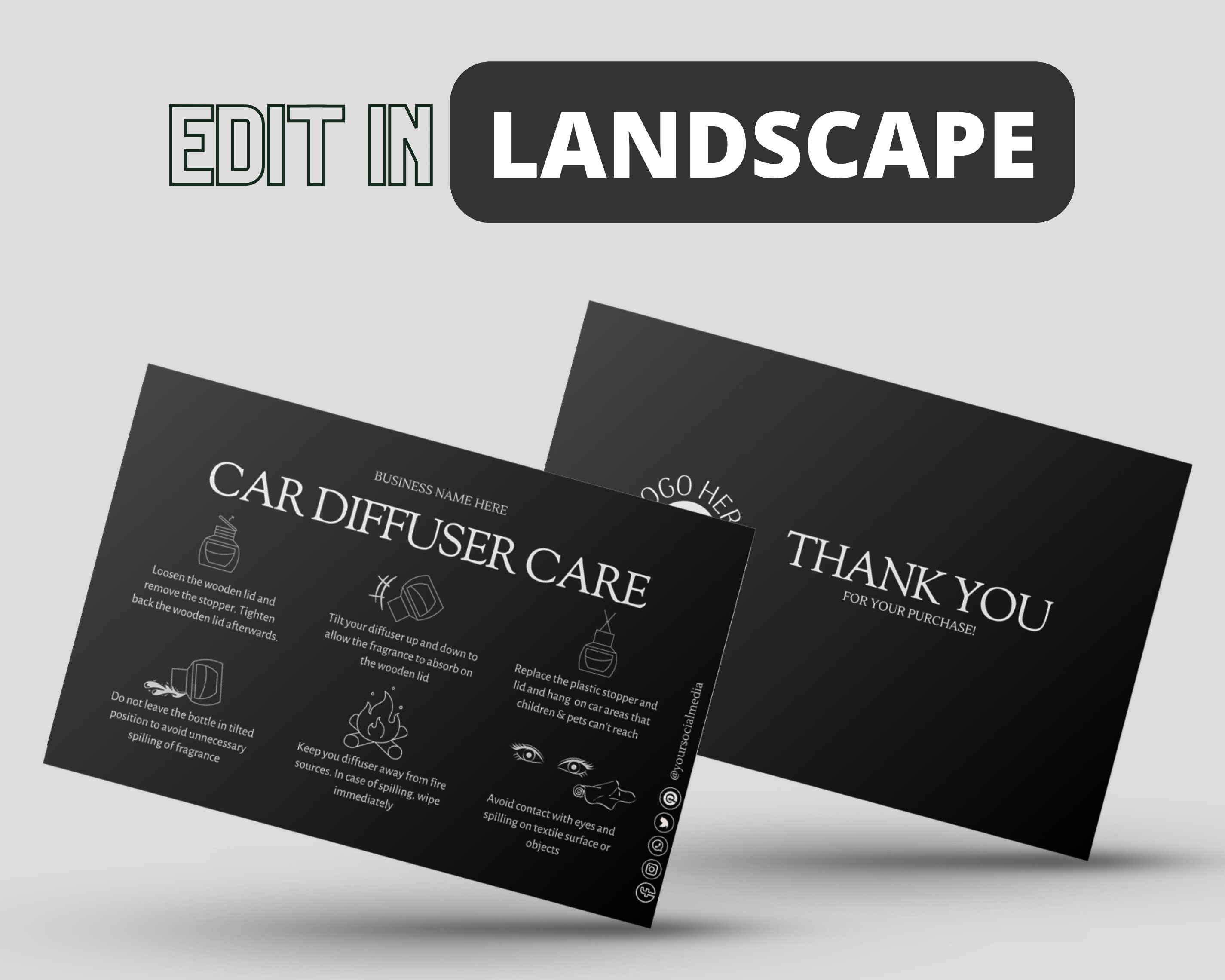 Printable Diffuser Care Card | Mini Hanging Oil Diffuser Care Card ...