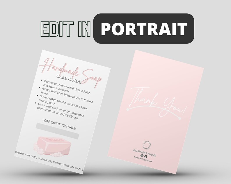 Editable Soap Care Card | Handmade Soap Care Instructions | Minimalist ...