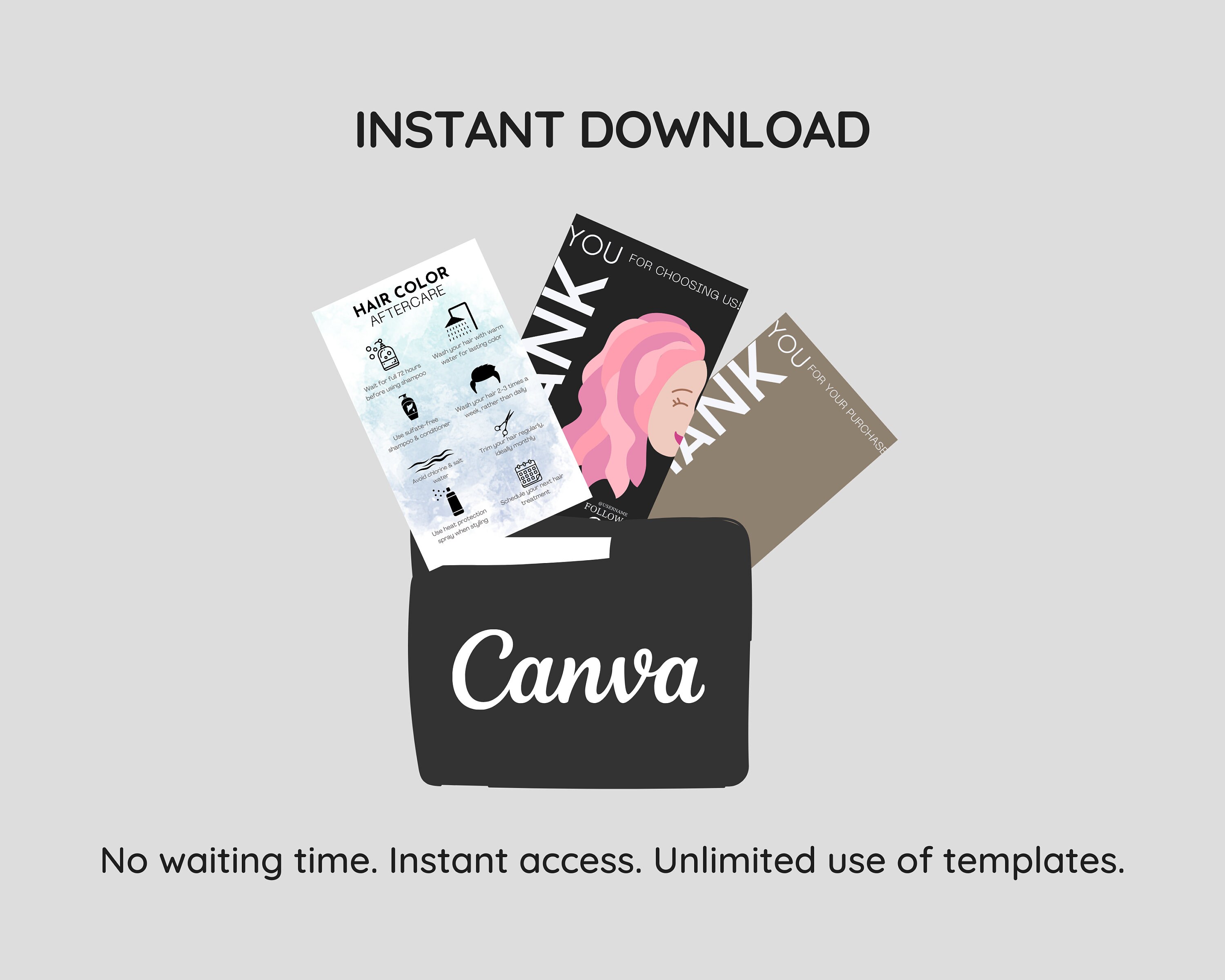 Editable Hair Color Aftercare Card Template | Salon Care Card | Hair ...