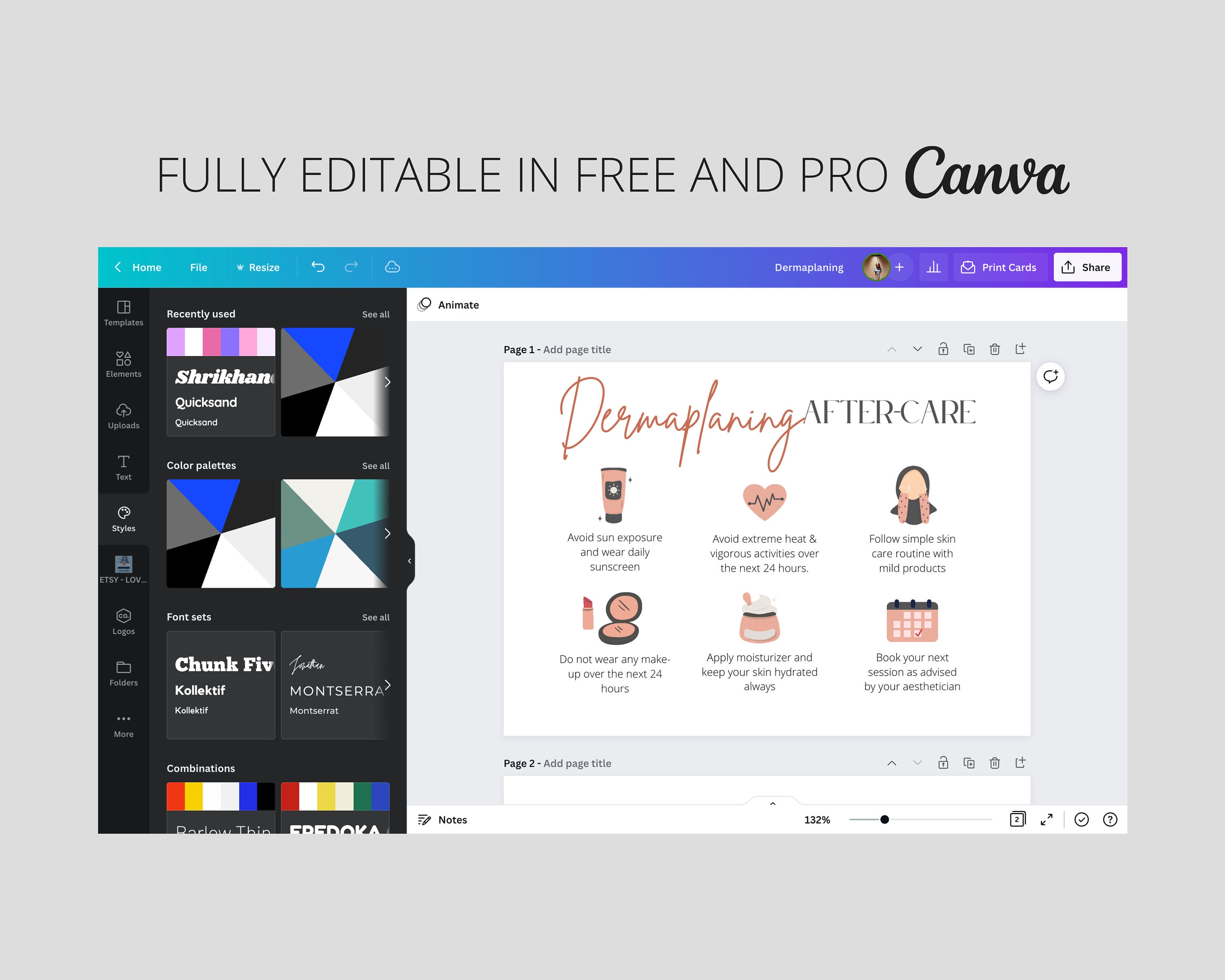 Editable Dermaplaning Aftercare Instructions Template | Care Care ...
