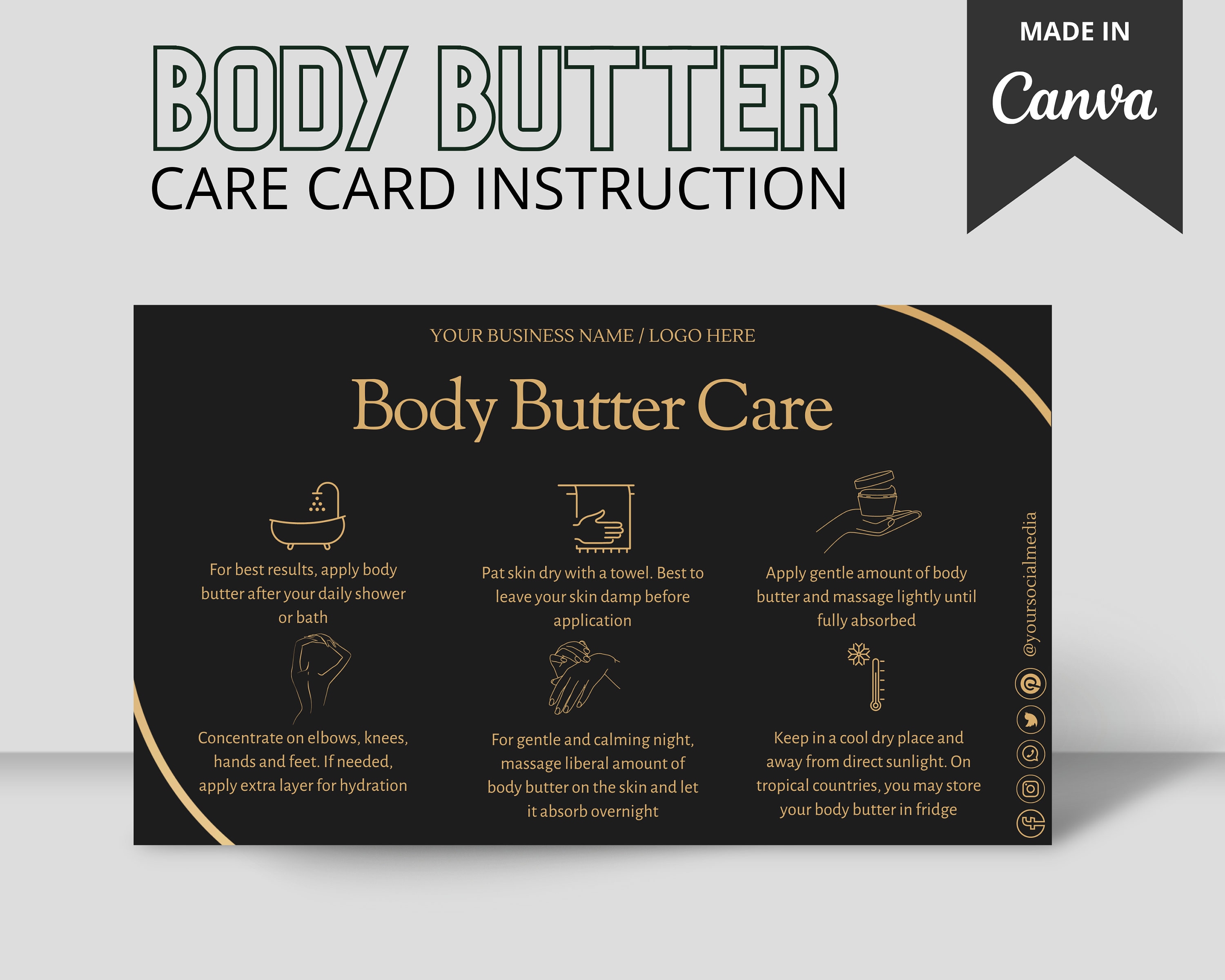 Editable Body Butter Care Card Template Whipped Shea Butter - Etsy