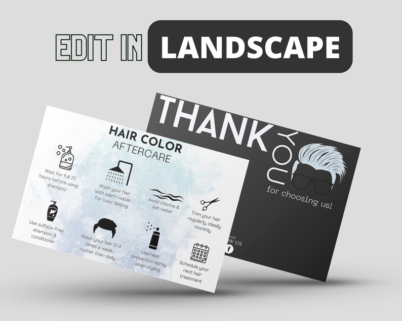 Editable Hair Color Aftercare Card Template | Salon Care Card | Hair ...