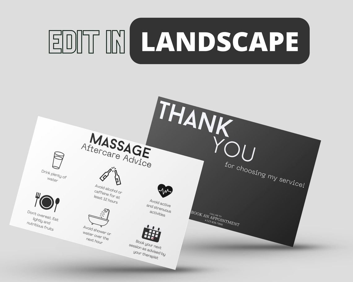 Massage Aftercare Card Advice Template Massage Therapist - Etsy