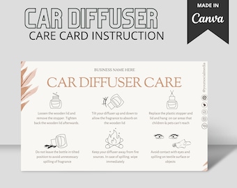 Printable Diffuser Care Card | Mini Hanging Oil Diffuser Care Card ...