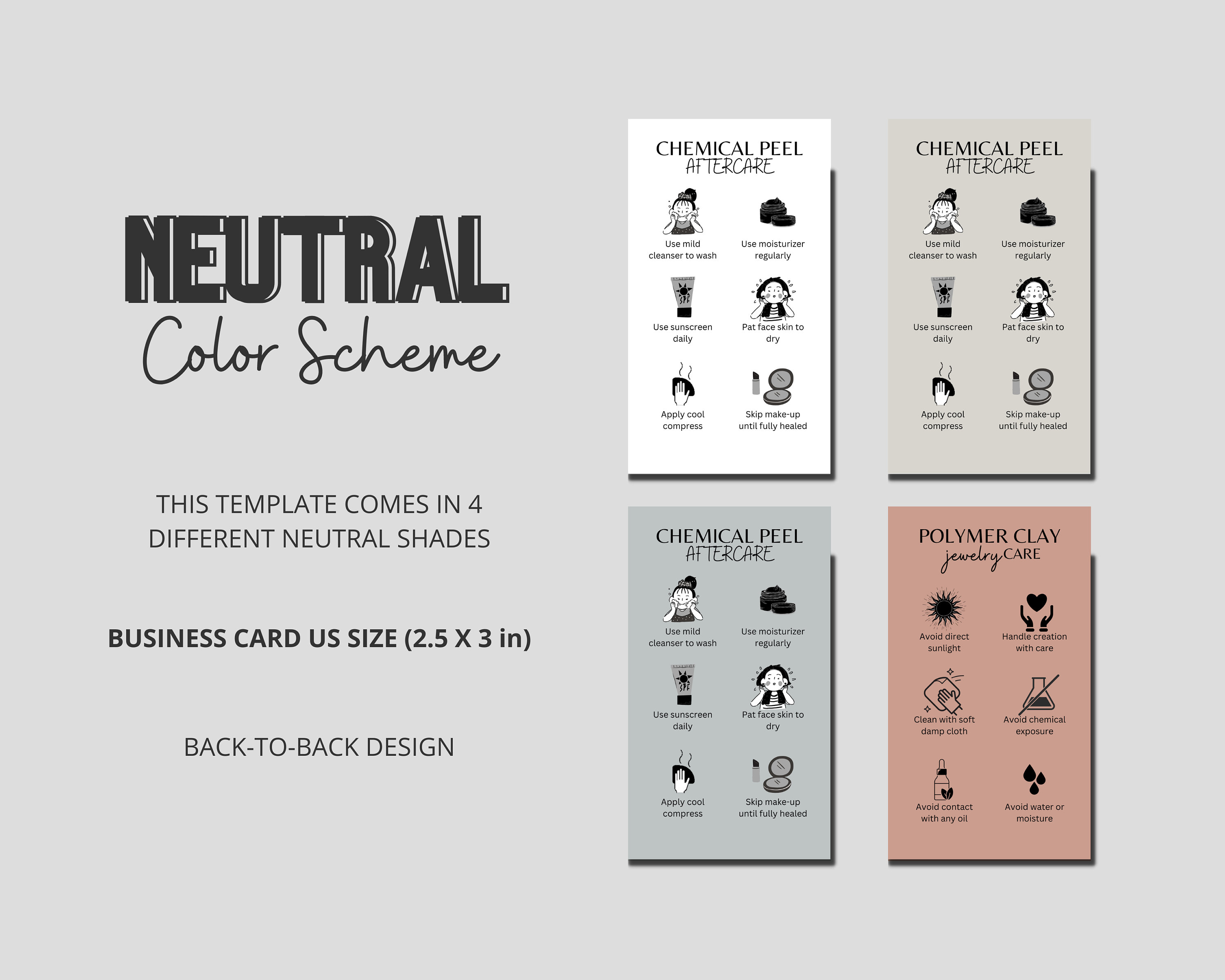 Chemical Peel Care Card Printable Instructions in Neutral Minimalist ...