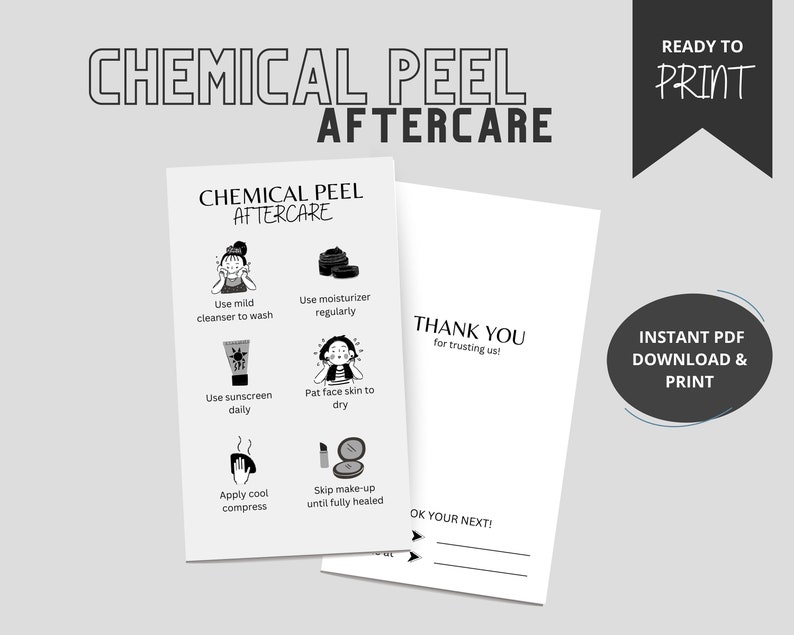Chemical Peel Care Card Printable Instructions in Neutral Minimalist ...