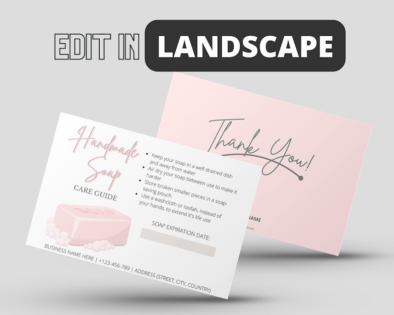 Editable Soap Care Card | Handmade Soap Care Instructions | Minimalist ...
