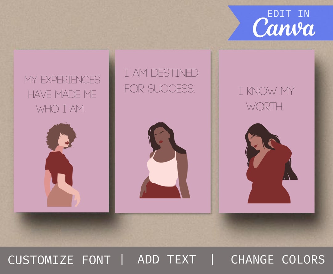 Positive Affirmations Card Template Canva Editable Digital - Etsy