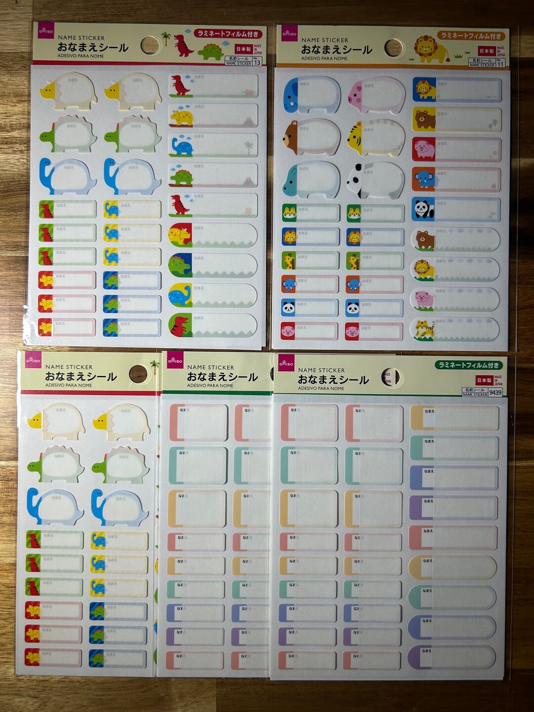Name Sticker 5 Sheets Made in Japan Daiso Dinosaur Pastel Color Animal ...