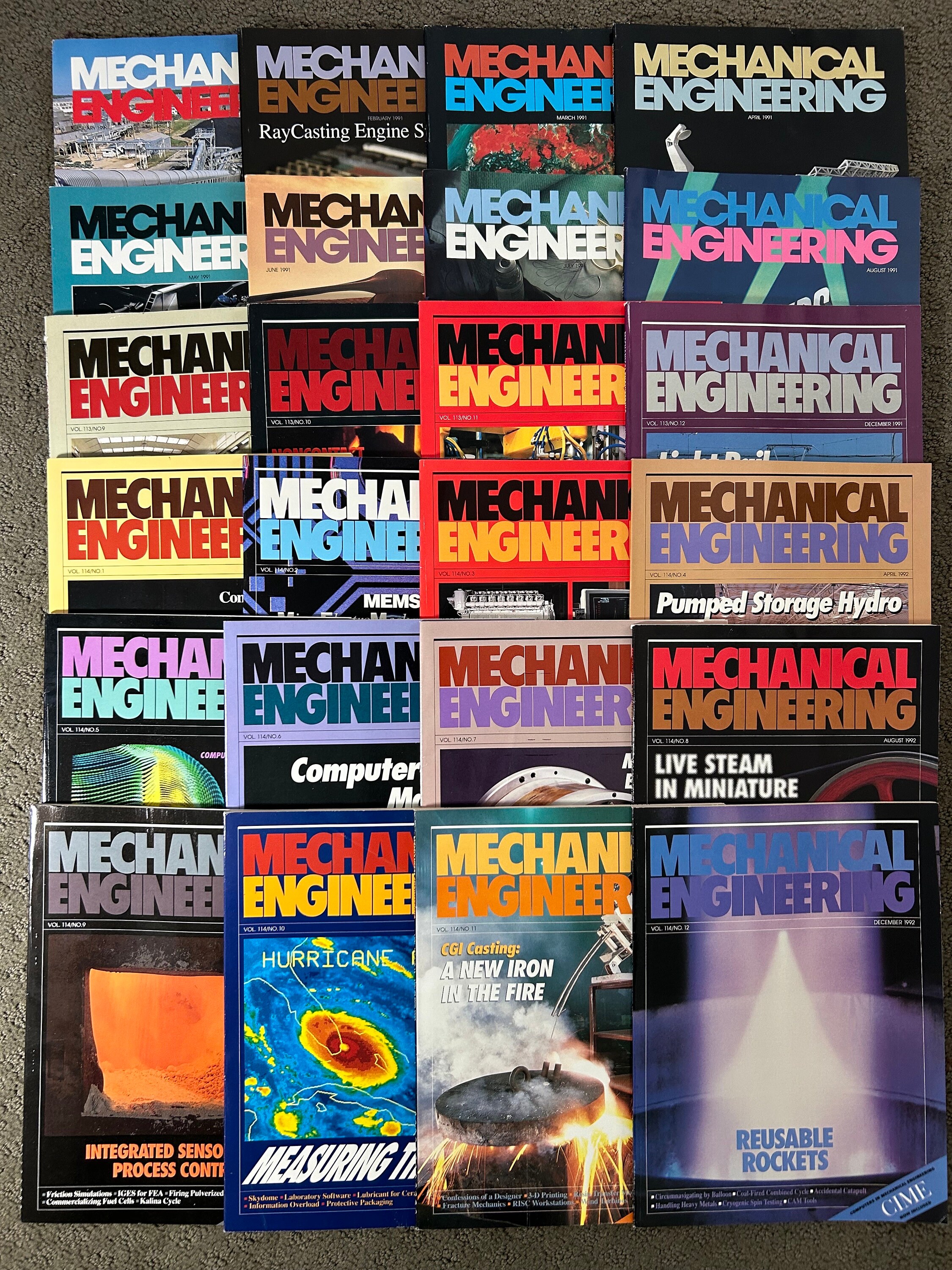 Mechanical Engineering Magazine 1991-1992 Issues Lot of 24 Vintage ...