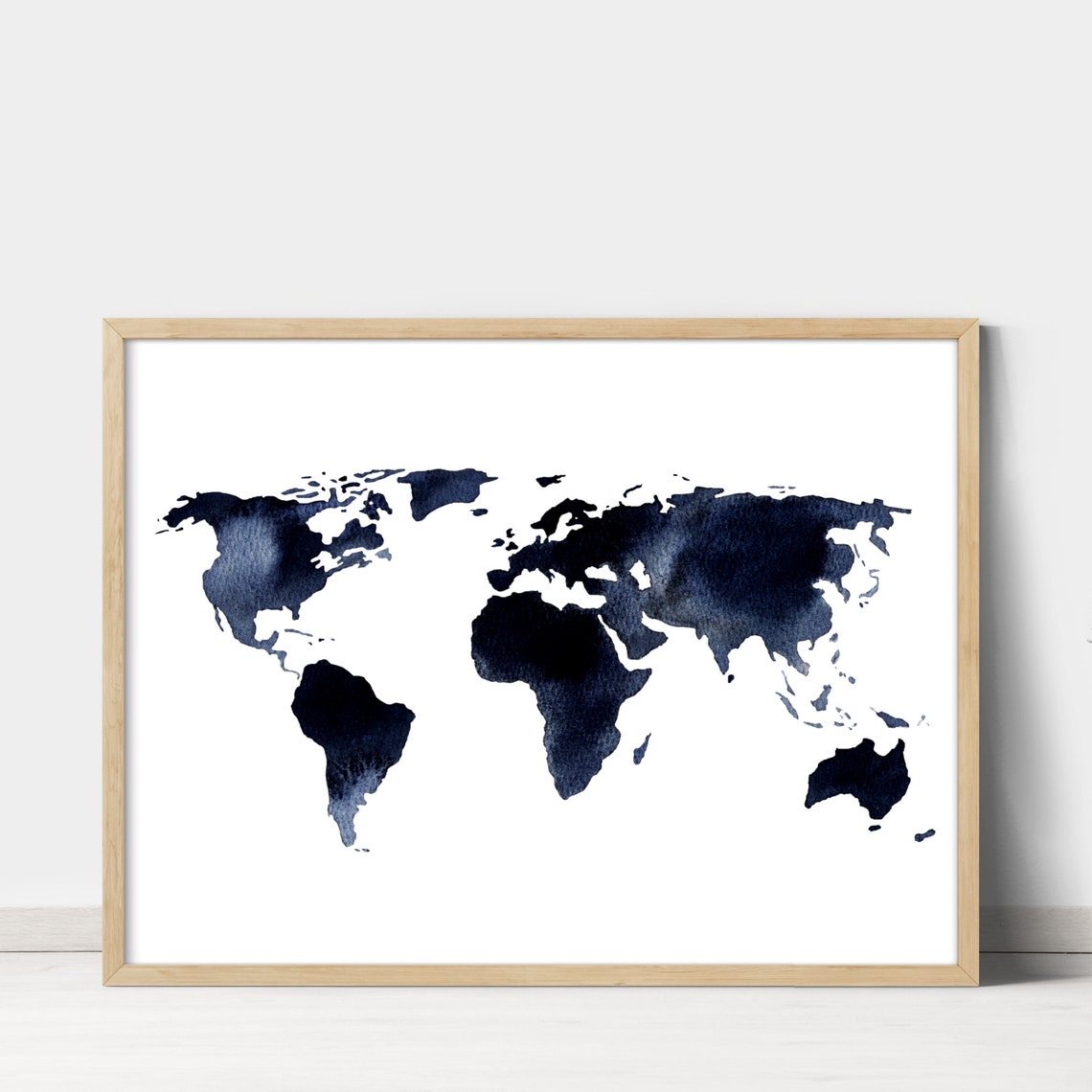 Printable World Map Digital World Map Poster Indigo Blue Map - Etsy Canada