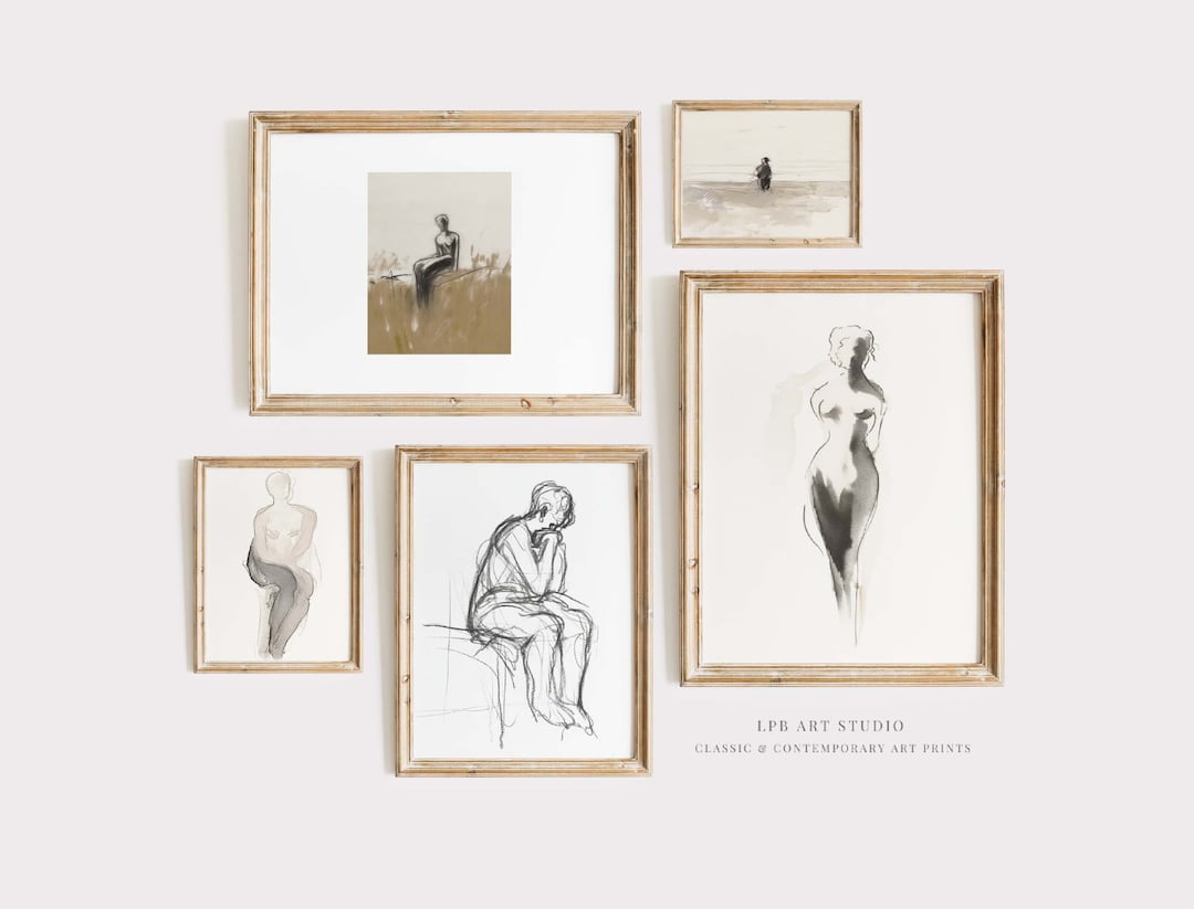 Pencil Body Study Sketches | Vintage Gallery Wall Prints | Unique ...