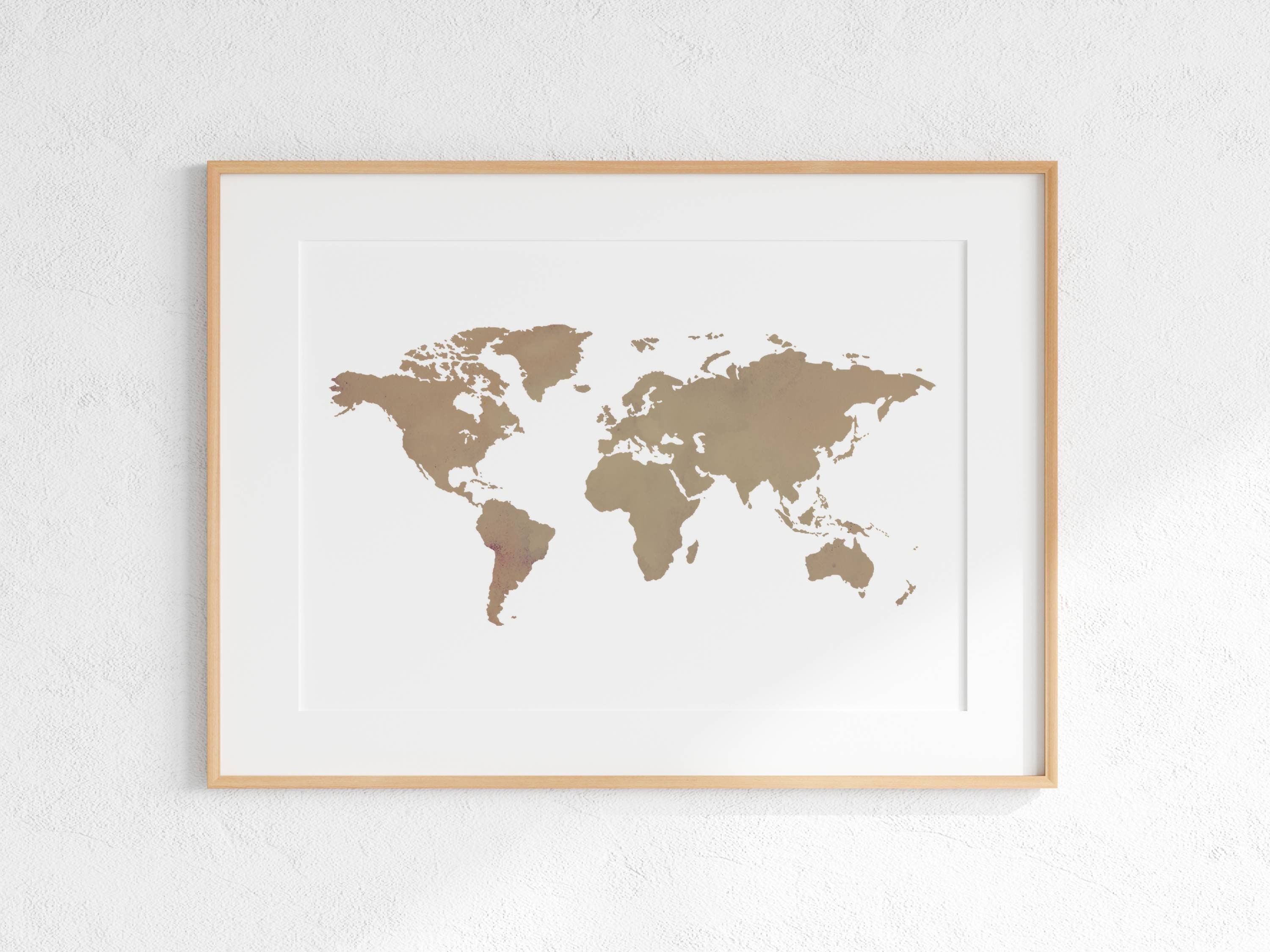 Beige Printable World Map, Digital World Map Poster, Neutral Wall Art ...