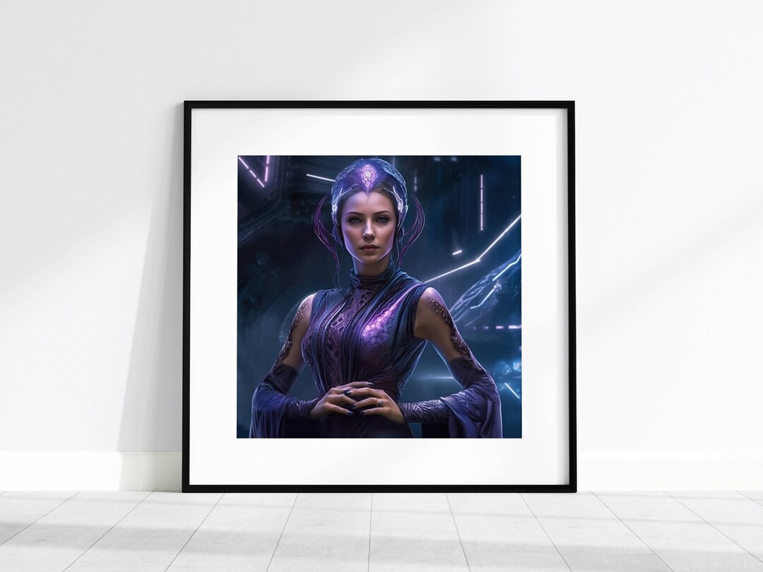 Galactic Sorceress Fantasy, Digital Print, Futurist Fashion Art, Purple ...