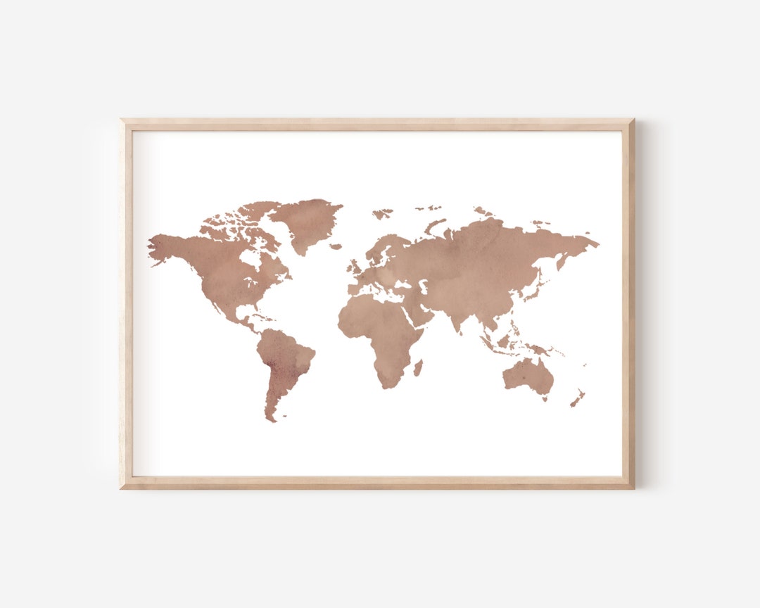 Beige Watercolor World Map, Neutral Dorm Decor (digital Download) - Etsy