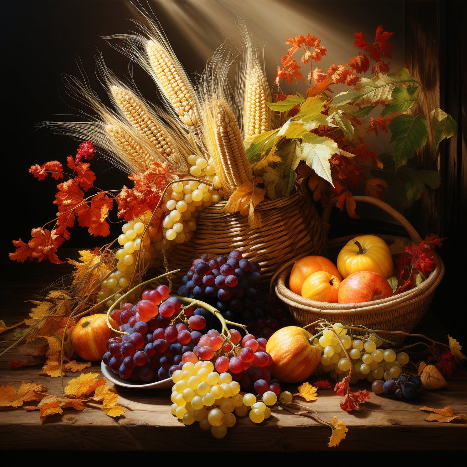 Autumn Warmth AI Art of Thanksgiving Elegance - Etsy