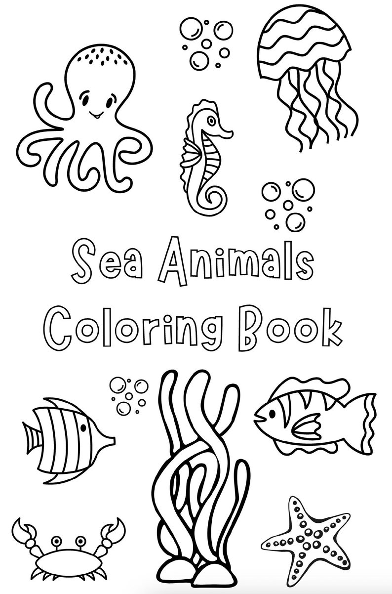 Sea Animals Coloring Book - Etsy
