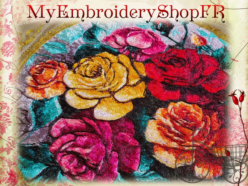 Roses Vintage Style Photostitch Machine Embroidery Design in the Hoop ...