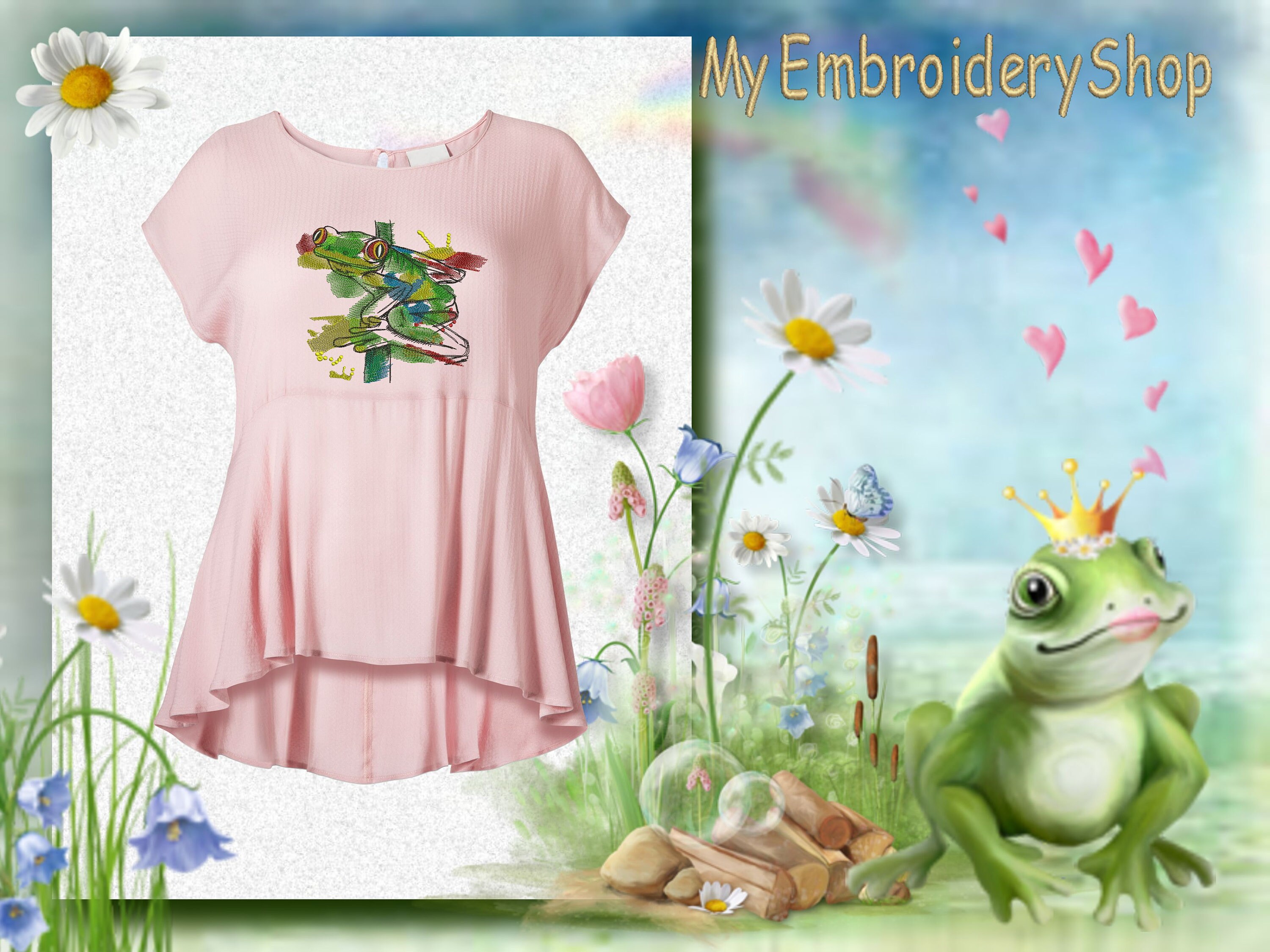 Frog Machine Embroidery Design, Amphibian Embroidery, Reptile ...