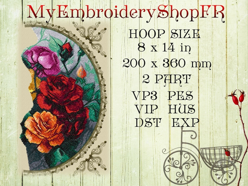 Roses Vintage Style Photostitch Machine Embroidery Design in the Hoop ...