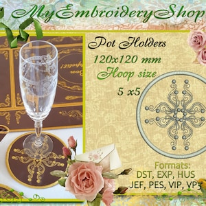 ITH Coasters Machine Embroidery Design in the Hoop 5x5 Pot Holders ...