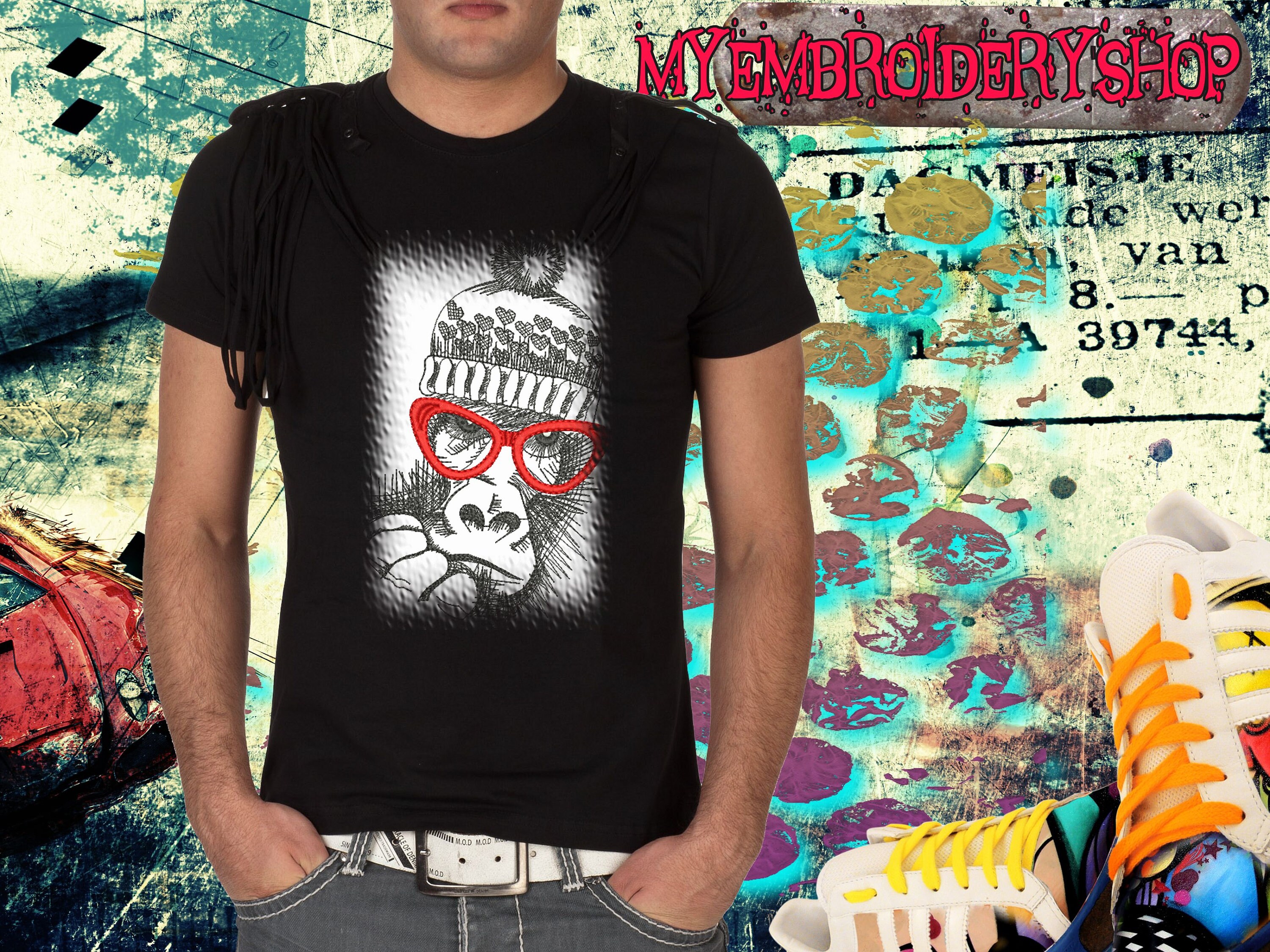 Monkey - Machine Embroidery Design, Gorilla Monkey Head, Embroidery ...