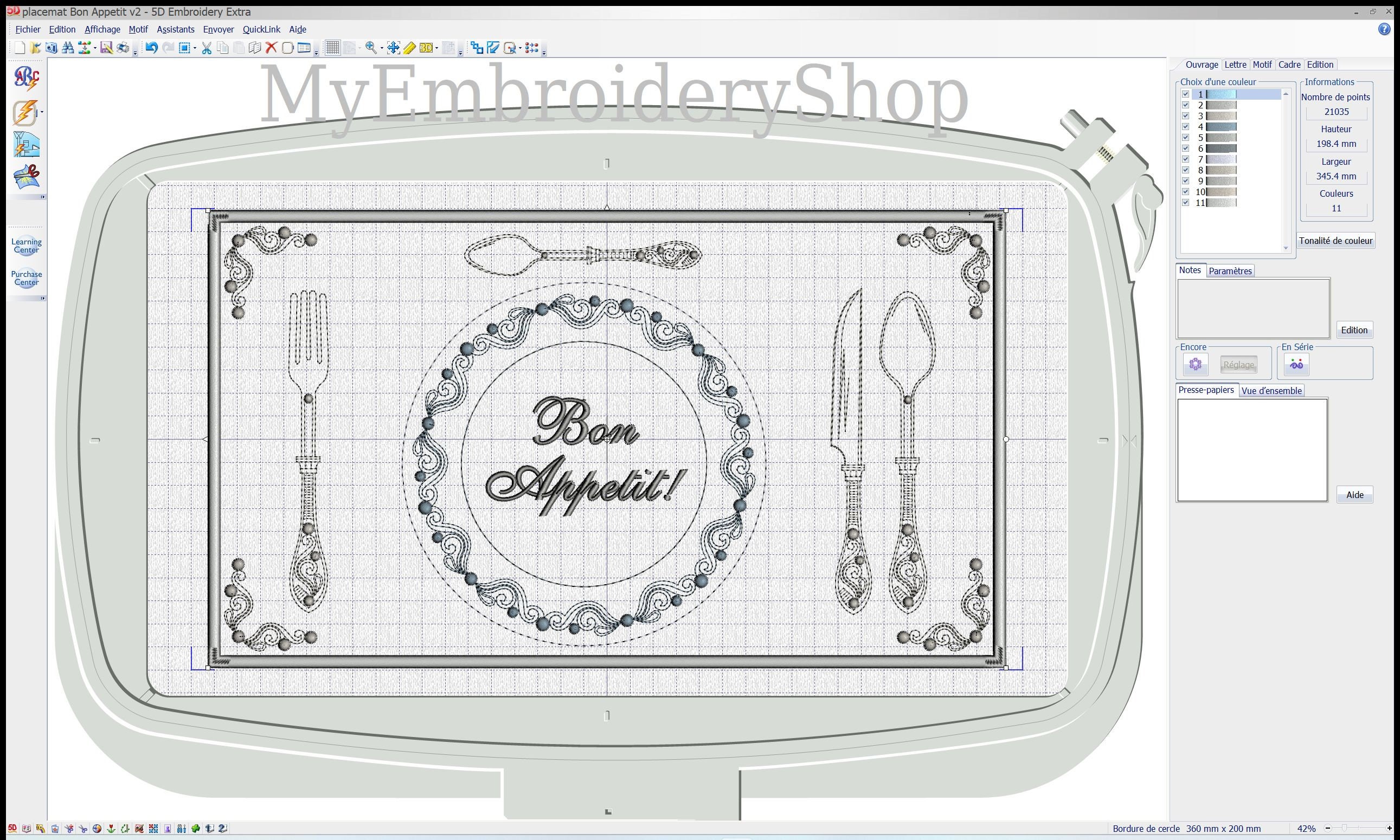 ITH Placemat Machine Embroidery Designs Knife Fork Spoon Plate Applique ...