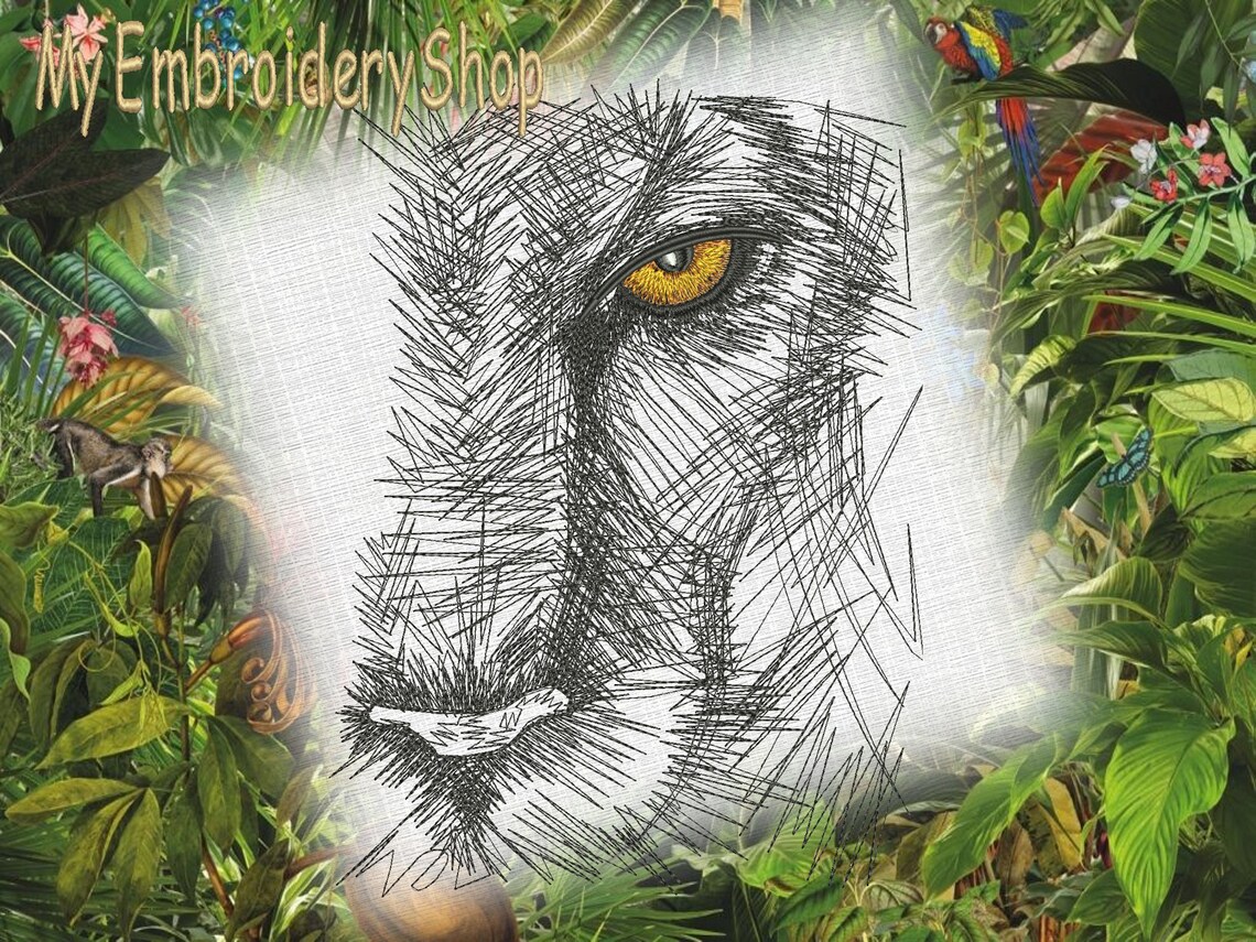 Black Panther Machine Embroidery Design, Embroidery Panther, Animal ...