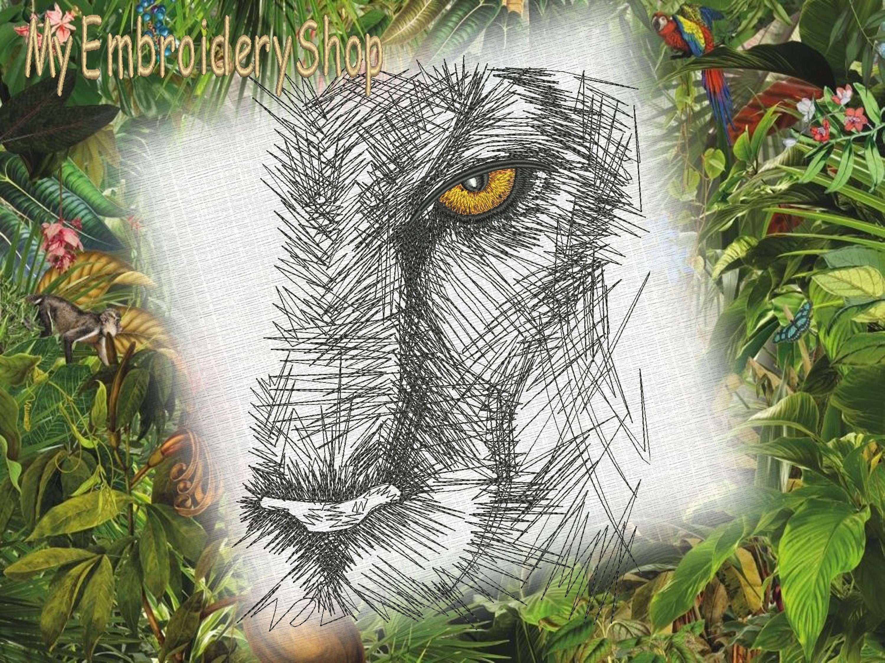 Black Panther Machine Embroidery Design, Embroidery Panther, Animal ...