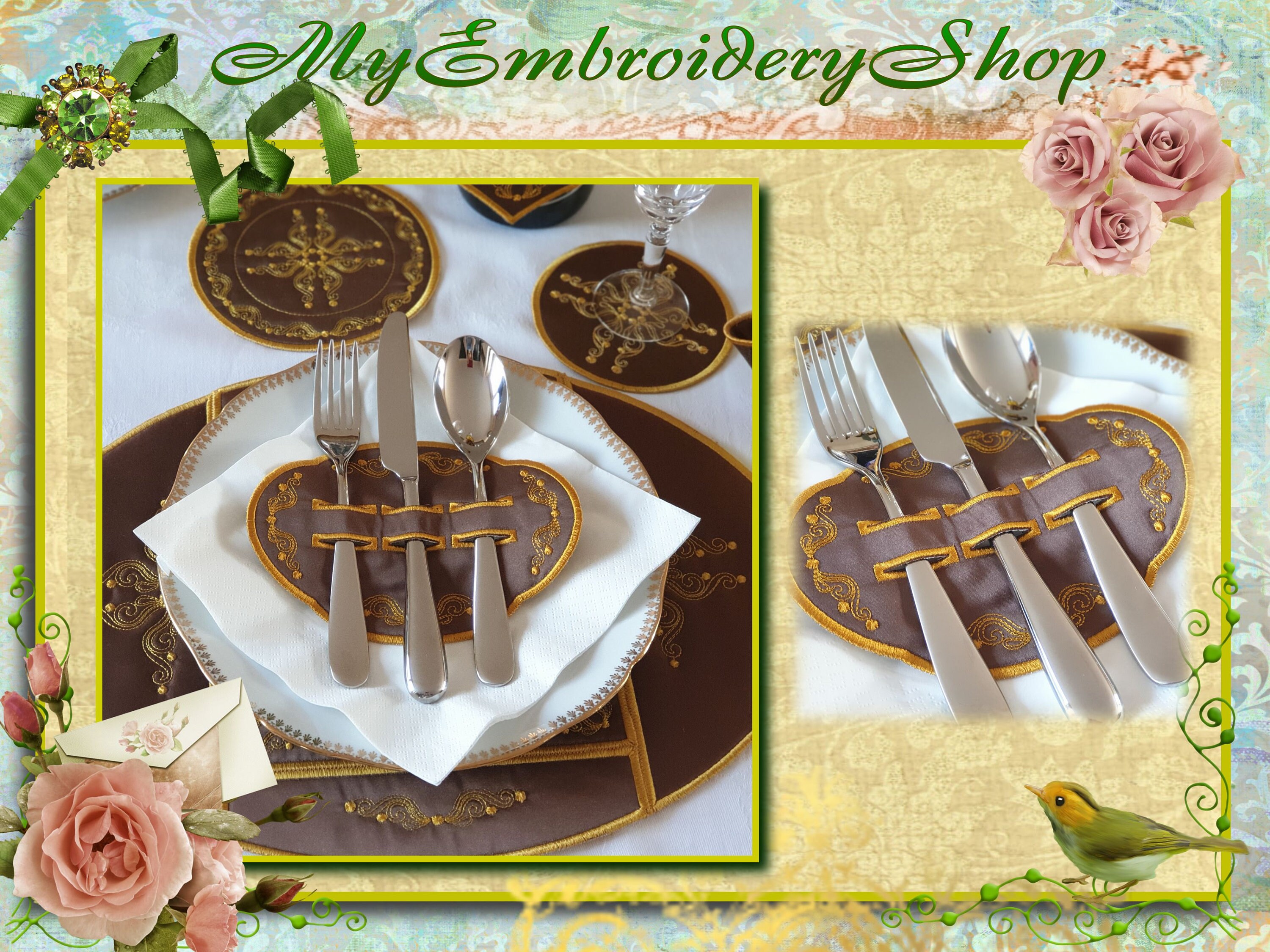 ITH Hoop 5x7 Embroidery Design Cutlery Holder Machine Embroidery ...