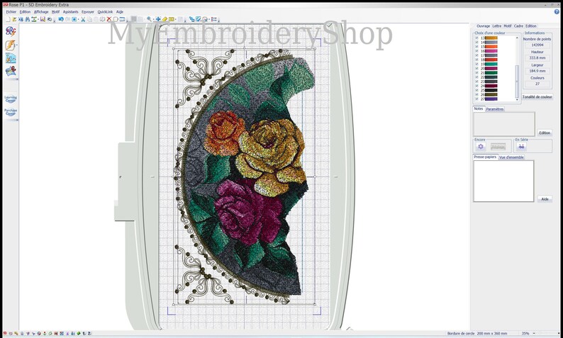 Roses - Vintage Style Photostitch Machine Embroidery Design in the Hoop ...