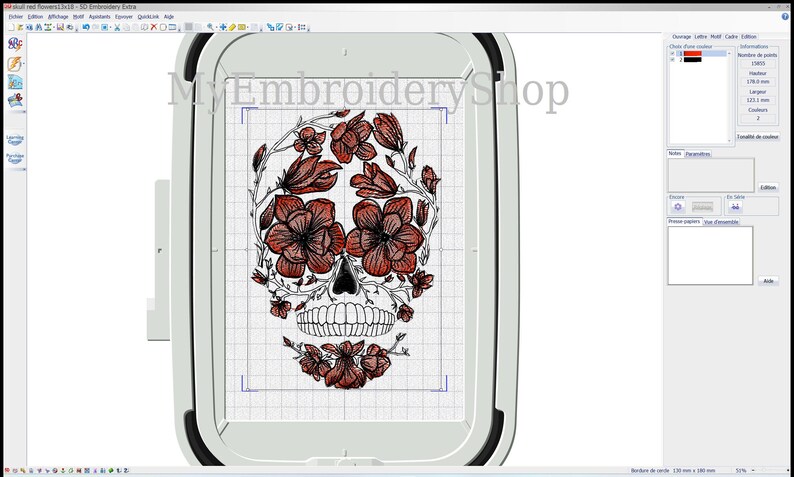 Sugar Skull - Machine Embroidery Design, Sketch Skull Embroidery, Boho ...