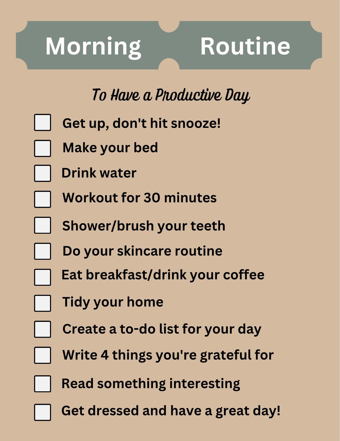 Morning Routine Checklist - Etsy